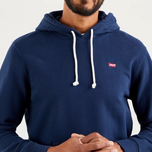 Sweat Levis à capuche pour homme bleu marine logo rouge