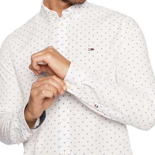 Chemise homme Tommy Hilfiger en coton blanc à motifs