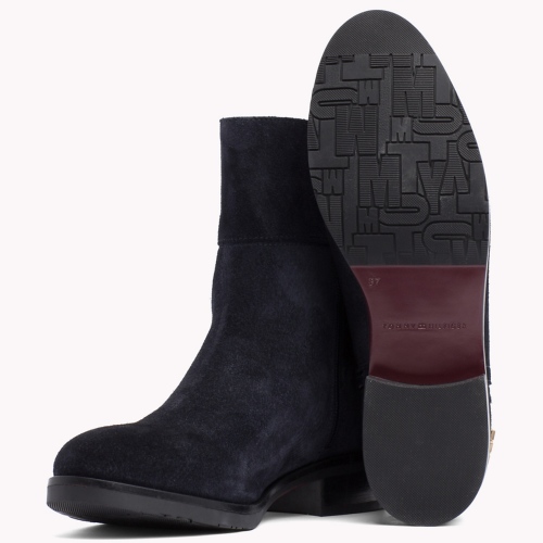 Bottines Tommy Hilfiger femme en cuir daim bleu marine